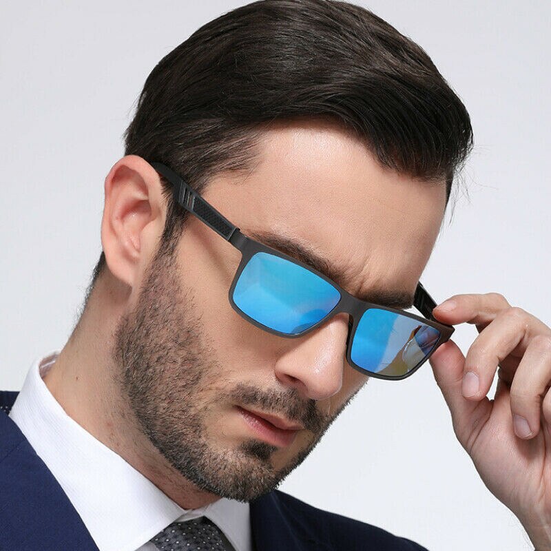 Man Sunglasses Metal Frame Blue Man Goggle HD Pola... – Grandado