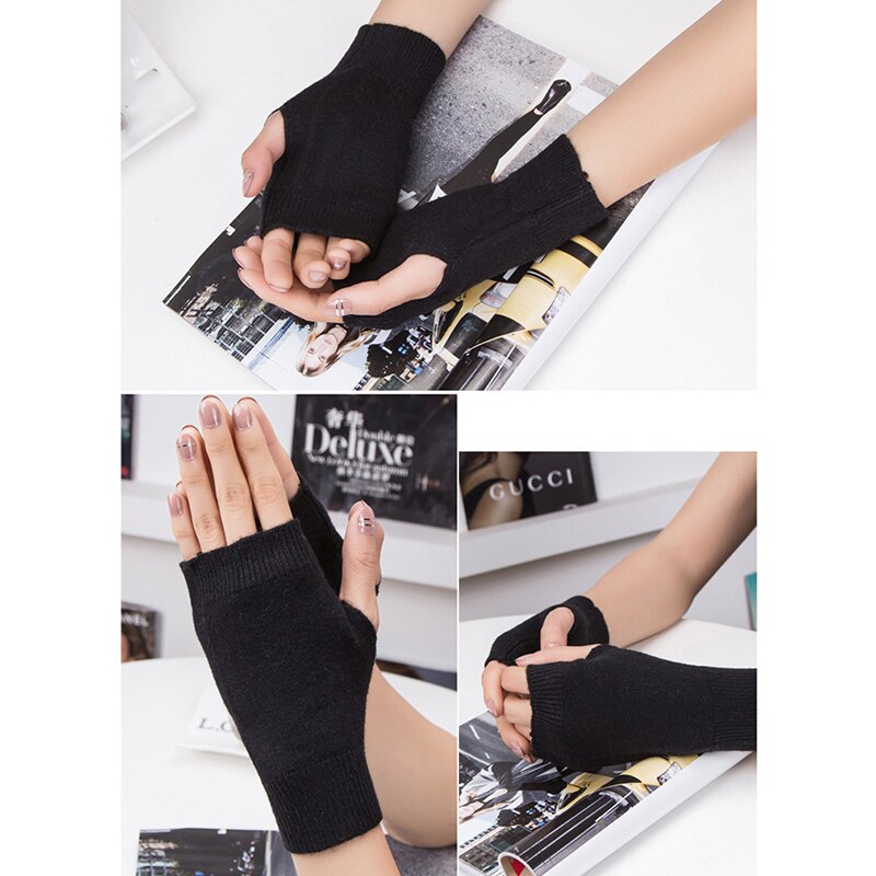 1 Pair Winter Gloves Female Fingerless Gloves With... – Grandado