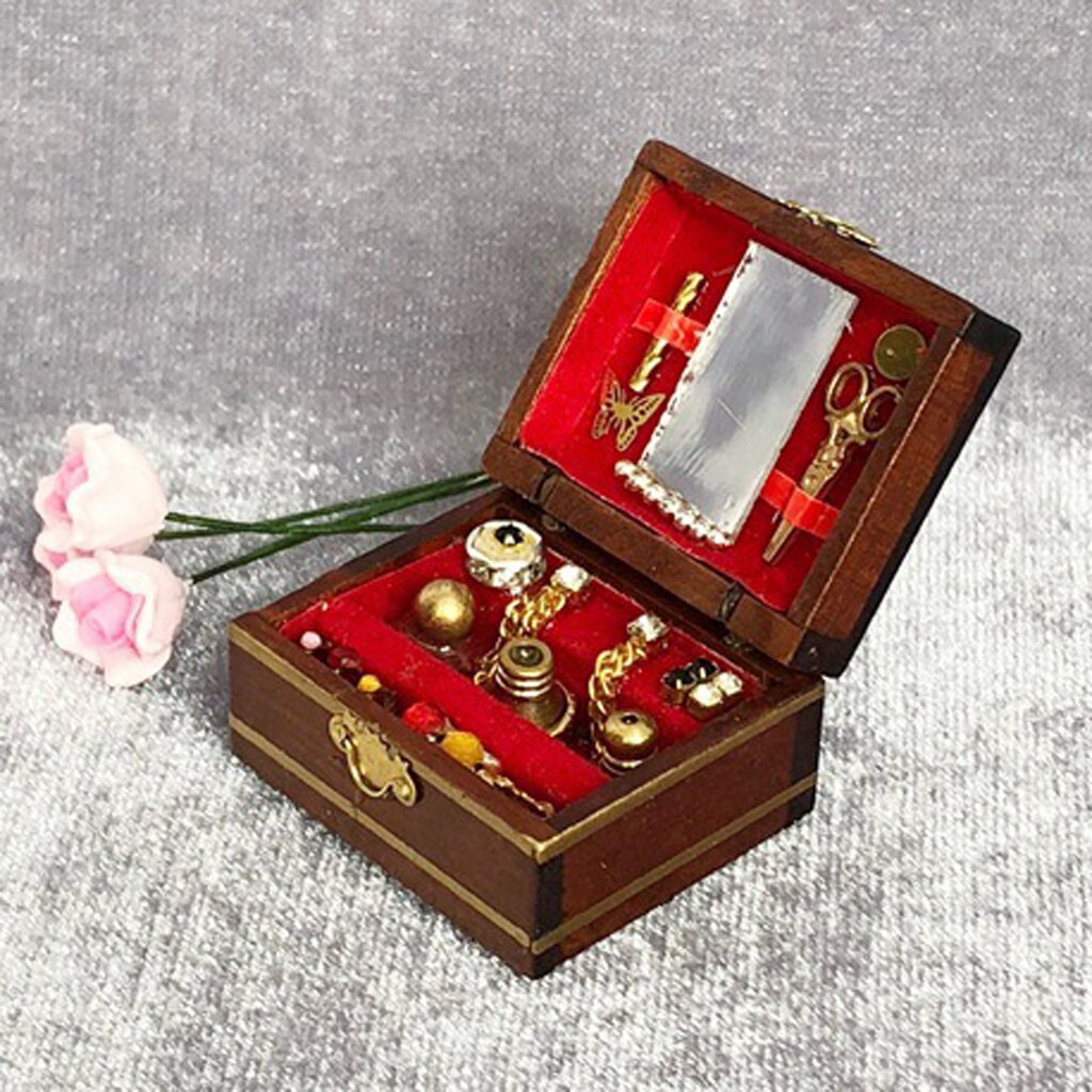 1/12 Mini Wooden Jewelry Box Dollhouse Bedroom Dre... – Grandado
