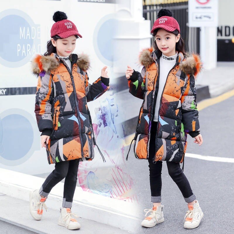 Girls Winter Coat Children Long Camouflage Padded ... – Grandado