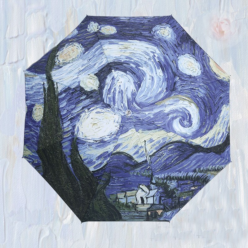 Van Gogh Oil Painting Umbrella Women Starry Sky Ar... – Grandado