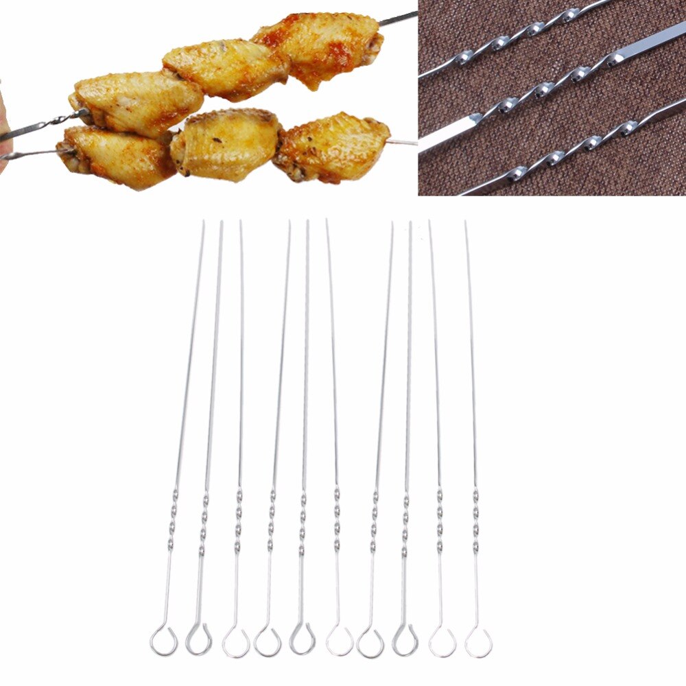10Pcs Stainless Steel Flat Meat Skewers For Outdoo... – Grandado