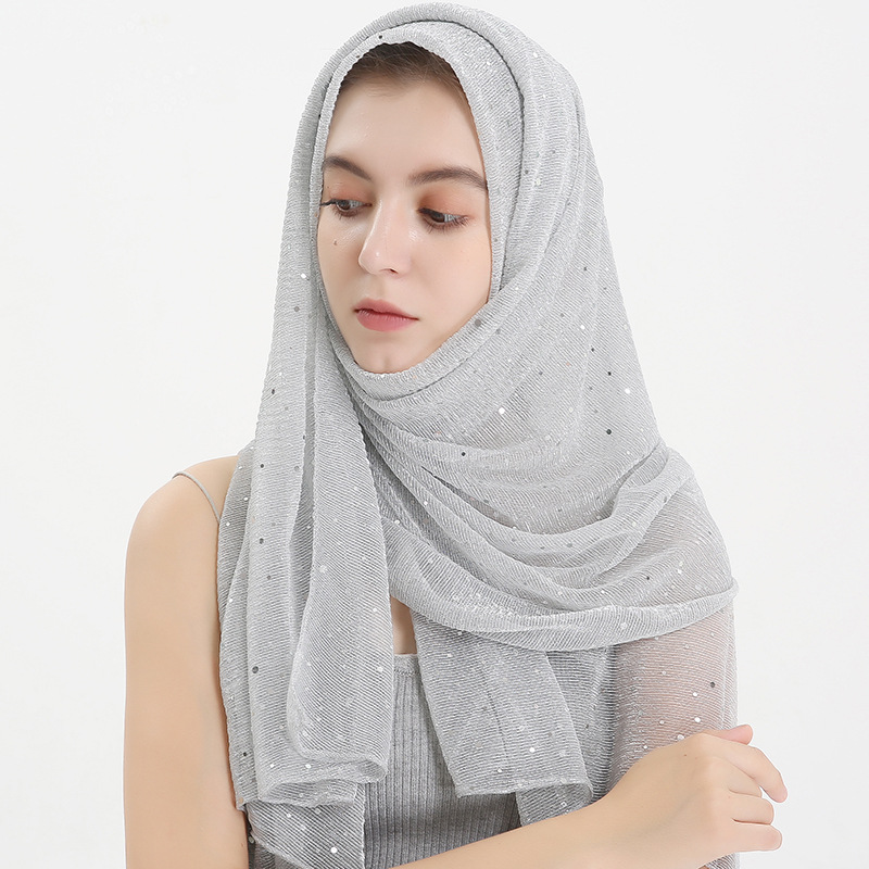 glitter sequins women hijab scarf arab shawl and w... – Vicedeal