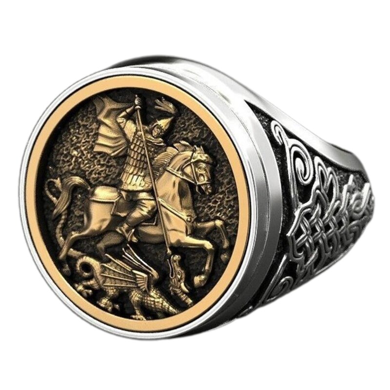 Novelty Men Signet Rings Saint George Portrait Rom... – Grandado