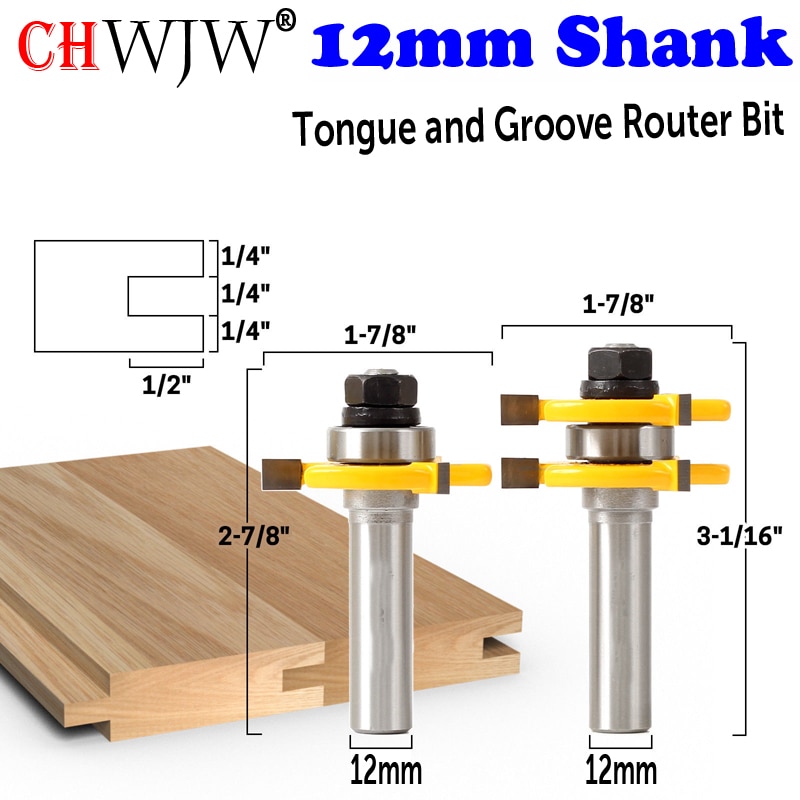 2pc 12mm Shank Tongue & Groove Joint Assembly ... – Vicedeal