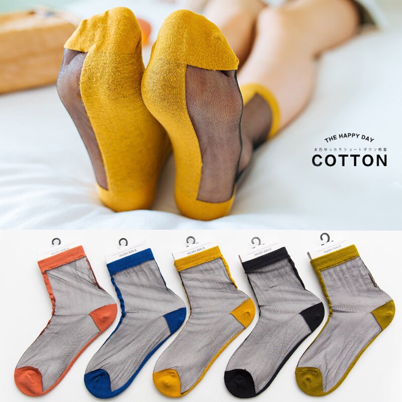 Mesh Socks Women Summer Candy Color Patchwork Cott... – Grandado