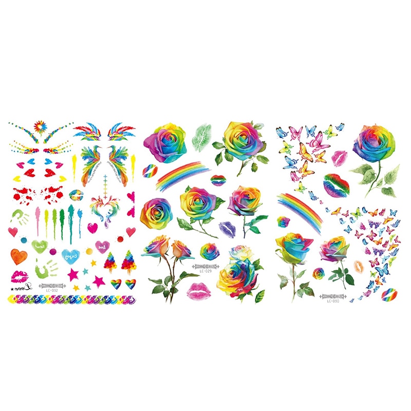 1 PC RocooArt Rainbow Tattoo Stickers Waterproof D... – Vicedeal