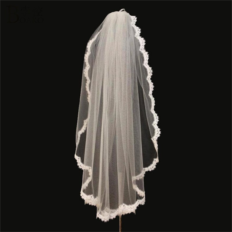 BOAKO Single Tier Bridal Veil White Beige Short We... – Vicedeal