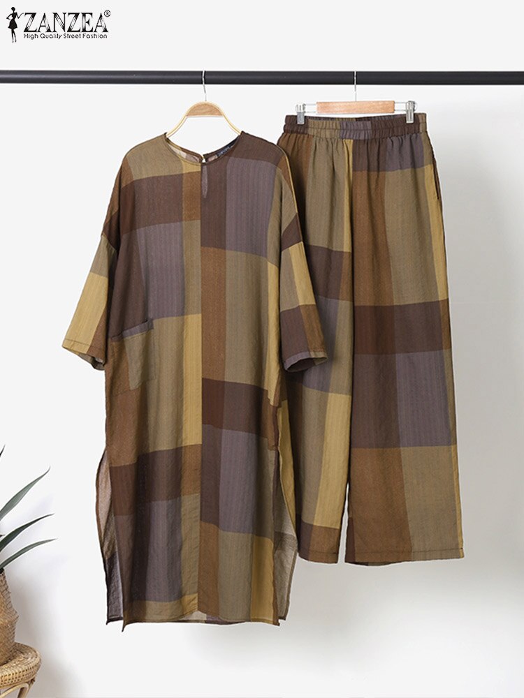 ZANZEA Muslim Matching Sets Women Caftan Marocain ... – Grandado