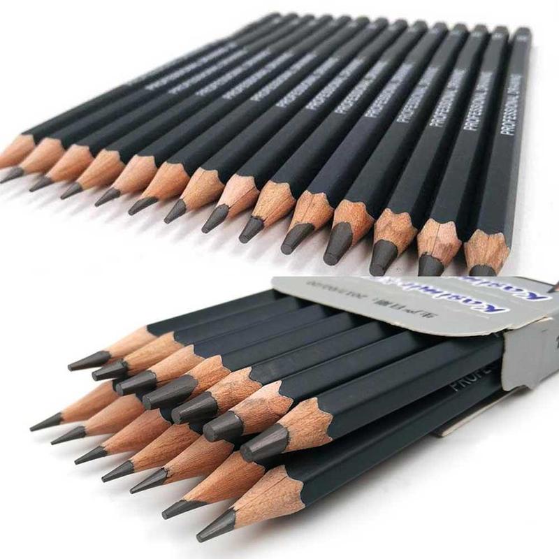 14Pcs/Set Wood Black Sketch Pencil Art Graphite Sh... – Grandado