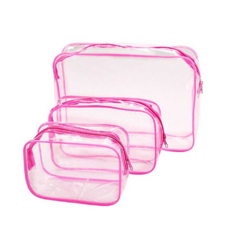 Pink Travel PVC Cosmetic Bags Women Transparent Cl... – Grandado