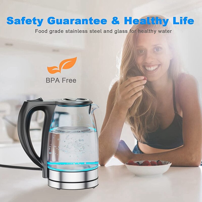 1.7 L Glass Kettle,With Blue LED Indicator Light,K... – Vicedeal