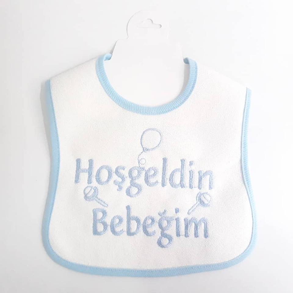 Welcome Baby Written With Blue Piping Waterproof M... – Grandado