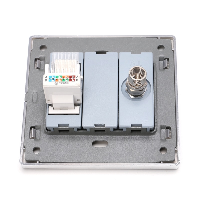 RJ45 Wall Internet Socket With TV Outlet Stainless... – Vicedeal