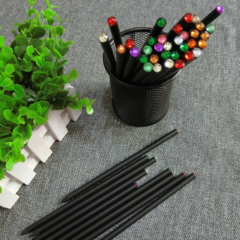12PCS black wood pencils HB diamond color pencil d... – Grandado