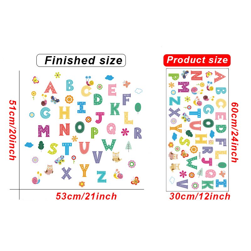 Cartoon Letters Cute Animal PVC Wall Stickers Home... – Grandado