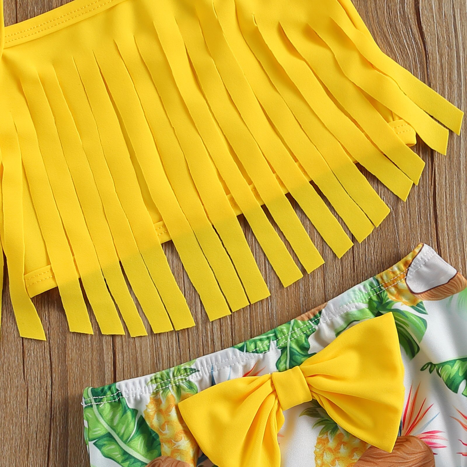 Kids Three-piece Swimsuit Bikini suit with Tassel ... – Grandado