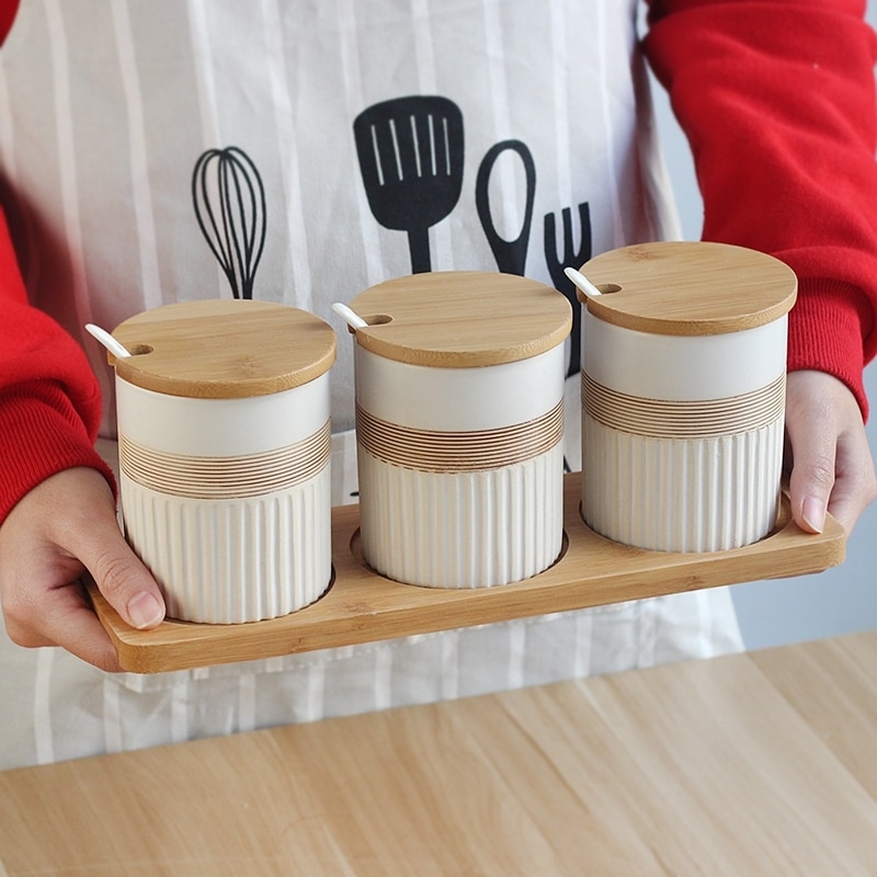 Kitchen Ceramics Pepper Salt Sugar Storage Jars fo... – Vicedeal
