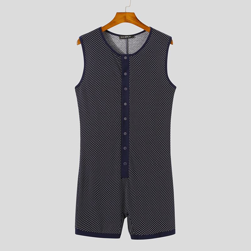 Incerun Mannen Pyjama Rompertjes Mouwloze Polka Do... – Grandado