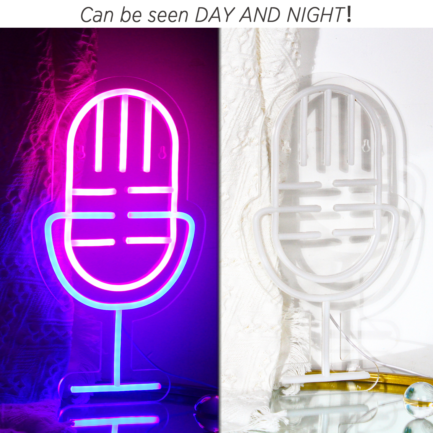wanxing Neon pink microphone led lights party neon... – Grandado