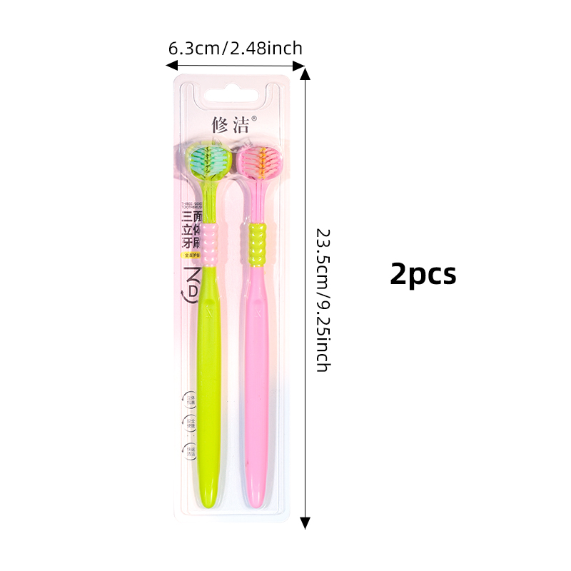 2pcs/box Adult Toothbrushes Soft Bristles Triple -... – Grandado