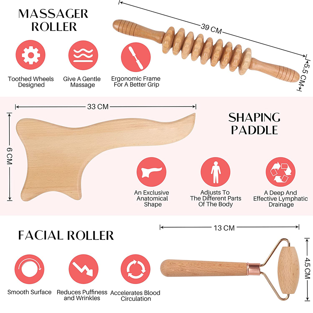 Wood Therapy Massage Tools, Maderoterapia kit- 3 i... – Grandado