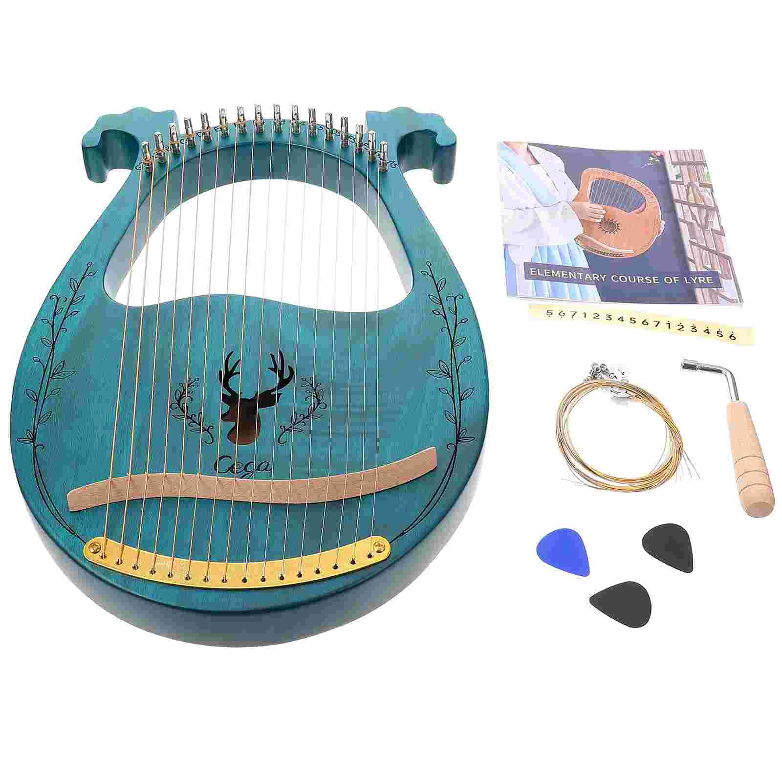 1 Set of Wooden 16-string Lyre Harp Portable Harp ... – Grandado