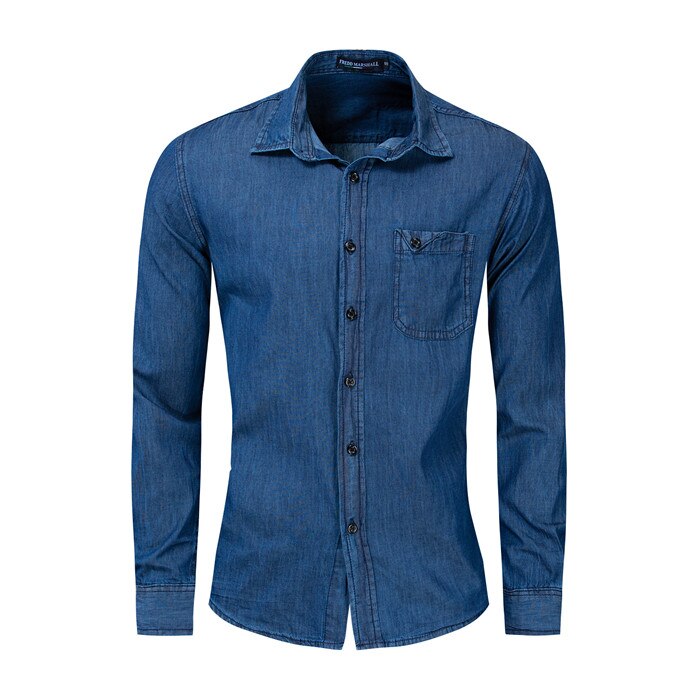Zomer Mode Denim Shirt Mannen Slim Fit Lange Mouwe... – Vicedeal