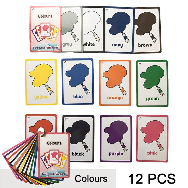 12 Pcs/Set Colors and Shapes English Word Pocket F... – Grandado