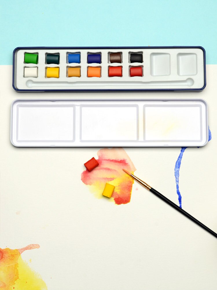 12/24 Colors Solid Watercolor Paints Set With Pain... – Grandado