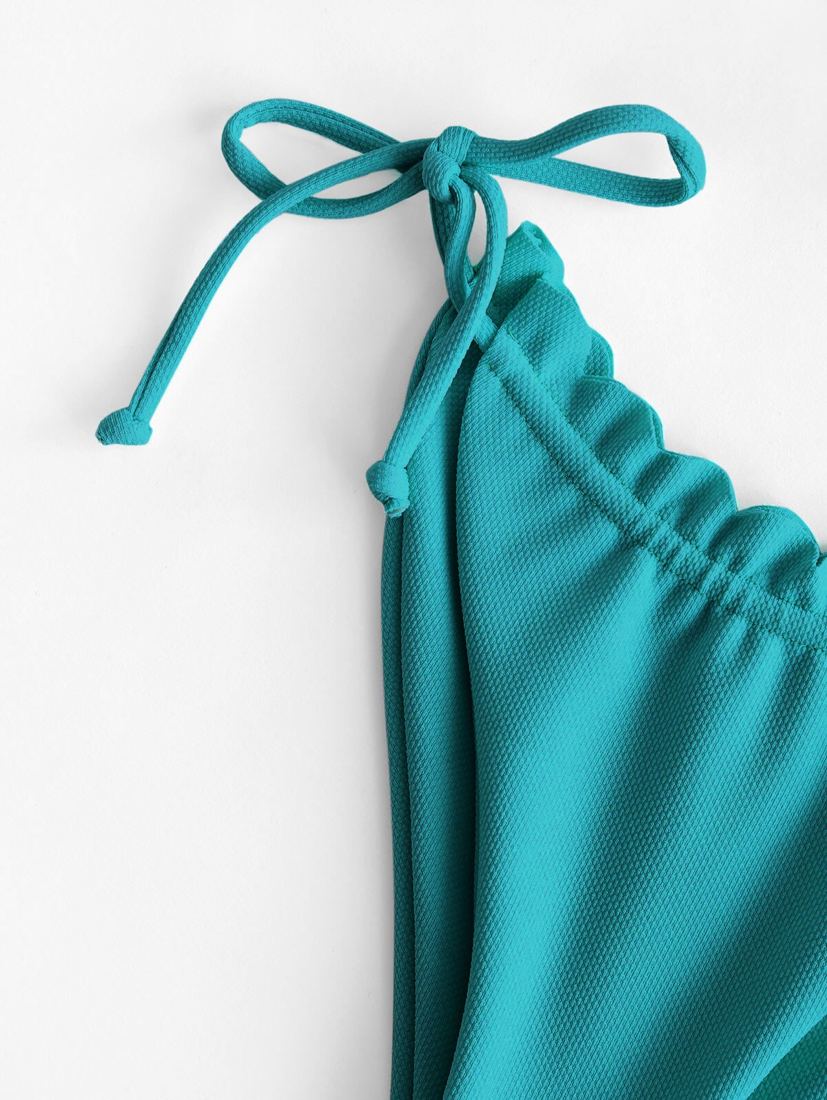 ZAFUL Scalloped Tie Side Textured Bikini Swimwear – Vicedeal