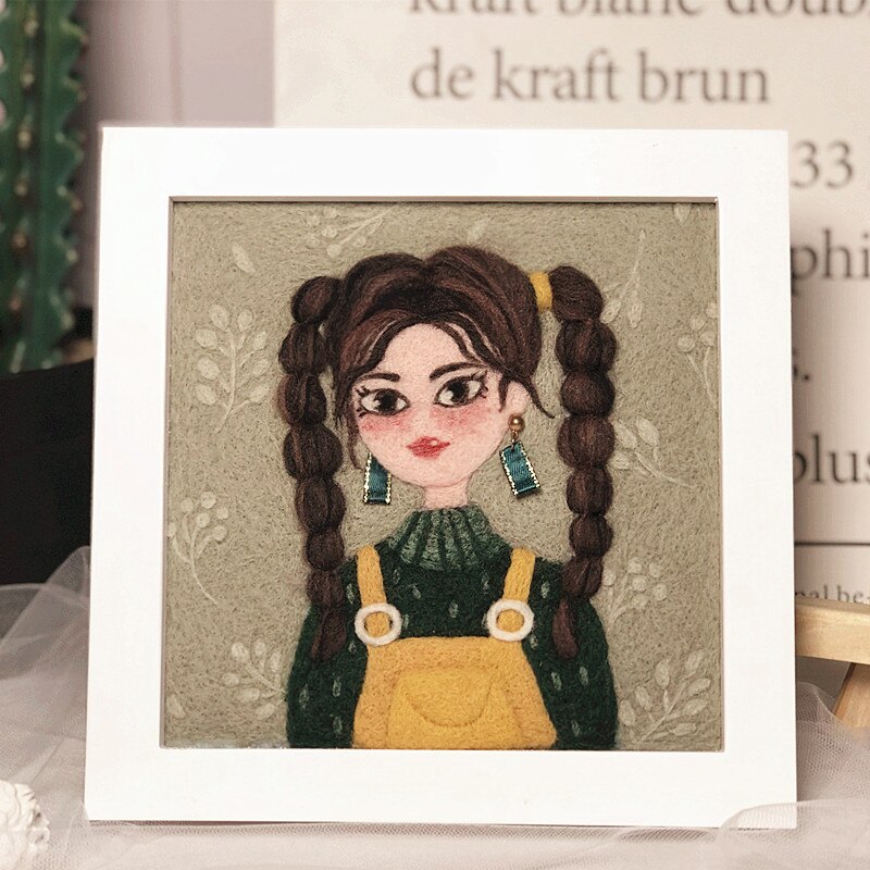 Non-Finished kit Girls Wool Needle Felting Paintin... – Grandado