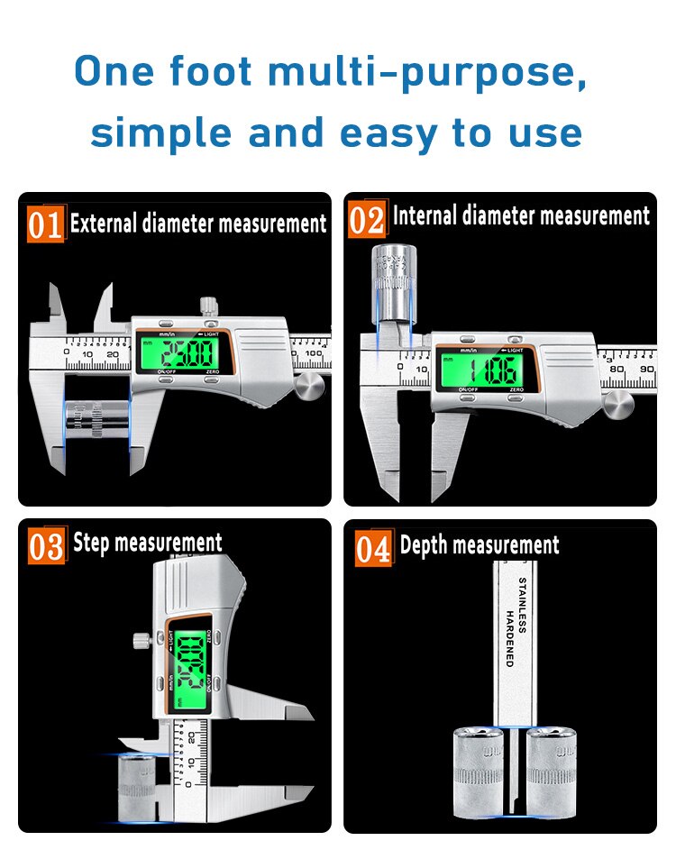 Stainless steel metal shell digital caliper 0-150m... – Vicedeal