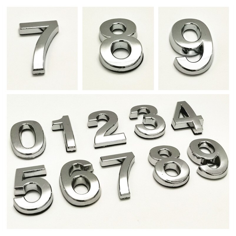Zilver Huis Nummer Stickers 35Mm 3D Teken Plating ... – Vicedeal