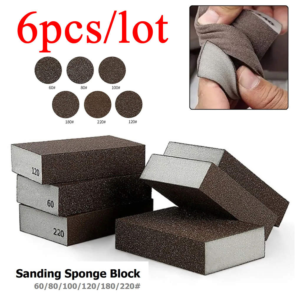 6 Pcs/Set Sanding Sponges 60-220# Grit Washable fo... – Vicedeal