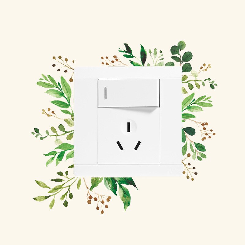 Green Leaf Wall Stickers Switch Socket Beautificat... – Vicedeal