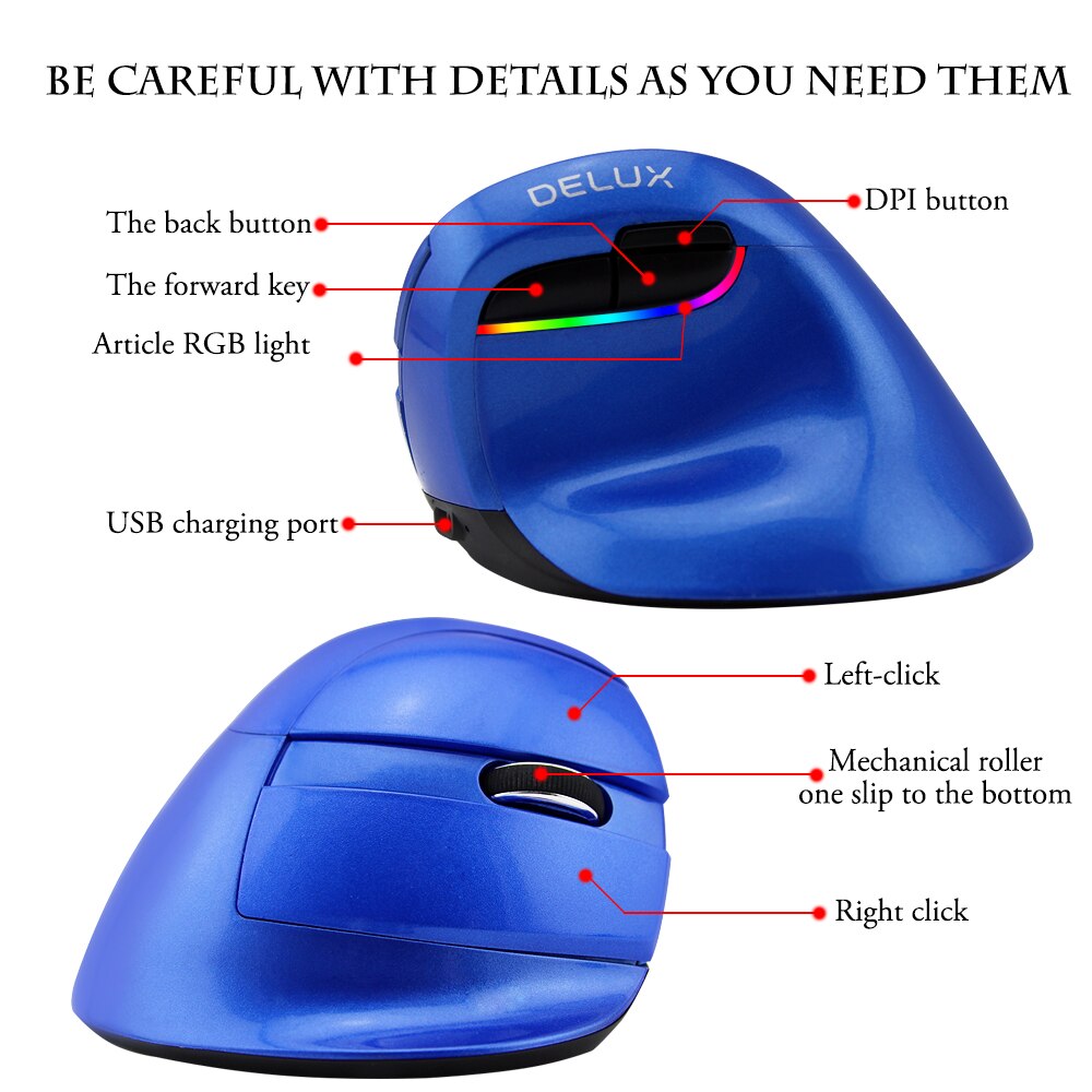 Delux M618 Mini Bluetooth 2.4G Dual-Mode Verticale... – Grandado