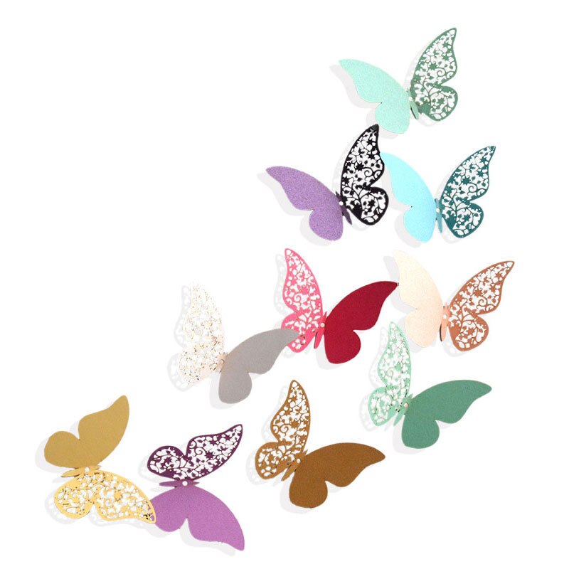 12Pcs Half Hollow 3D Vlinder Muur Sticker Voor Bru... – Grandado