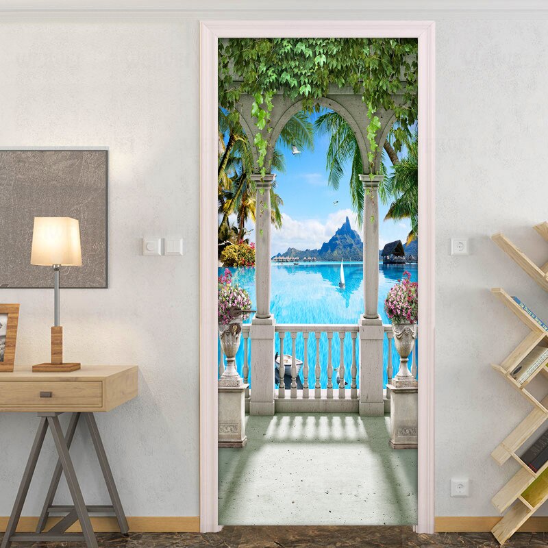 Balcony Landscape 3D Photo Mural Wallpaper For Liv... – Grandado