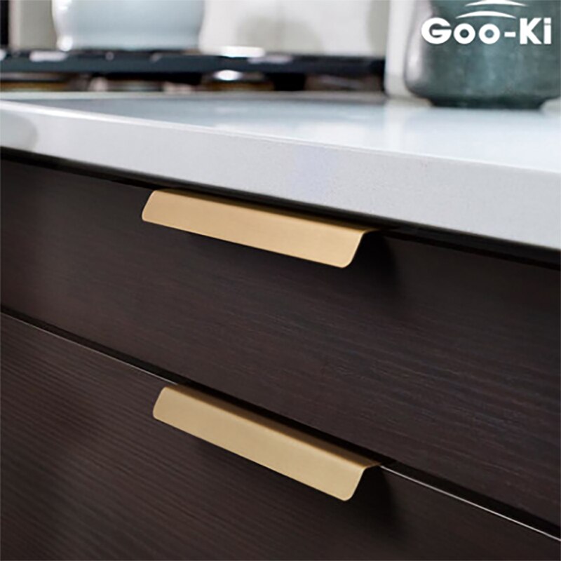 Modern Brass Brushed Hidden Handle Cabinet Handles... – Grandado
