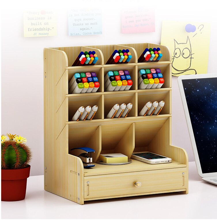 Wood Pen Holder Storage Box Large Capacity Nordic ... – Grandado