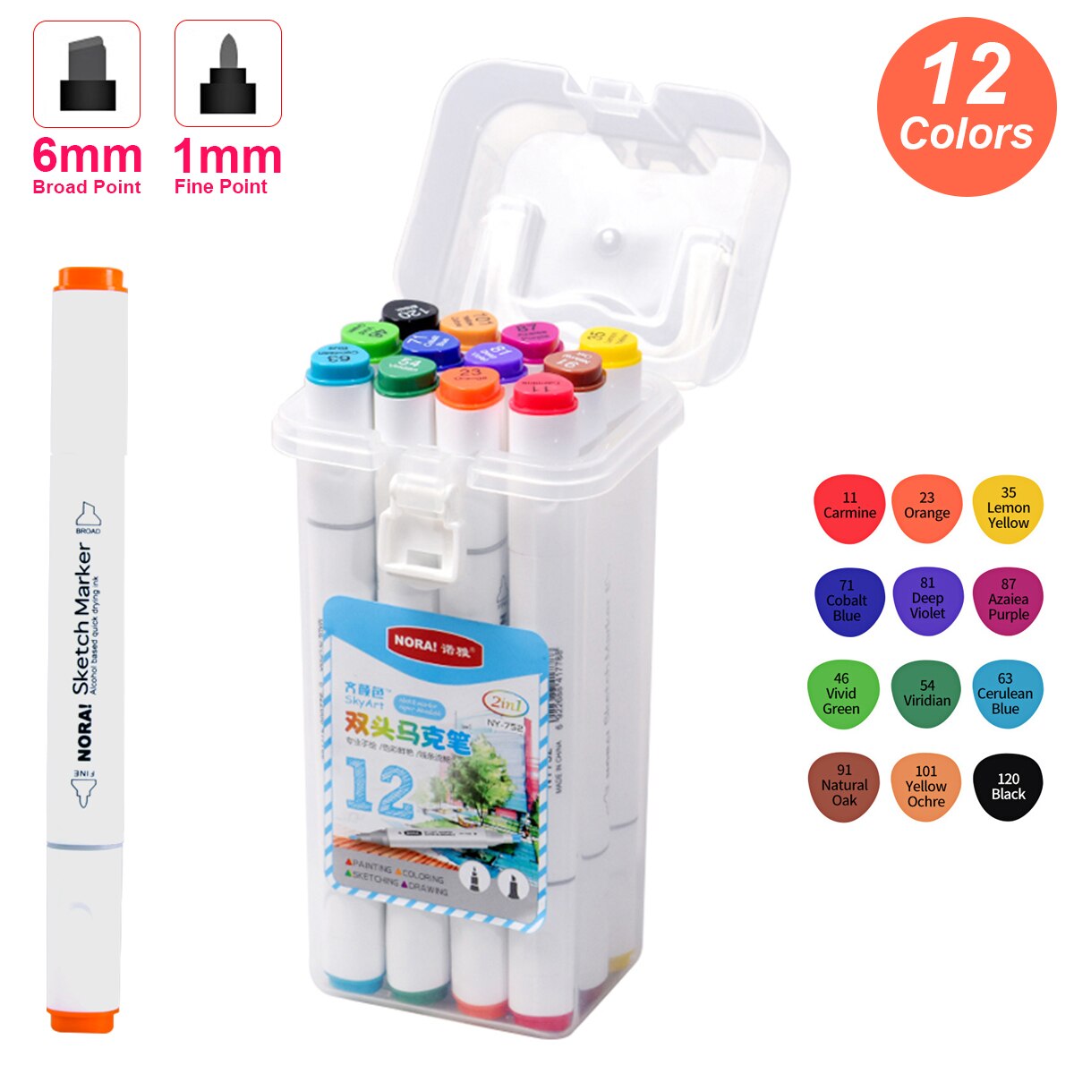 60/36/12 Colors Art Markers Set Dual Heads Broad F... – Vicedeal
