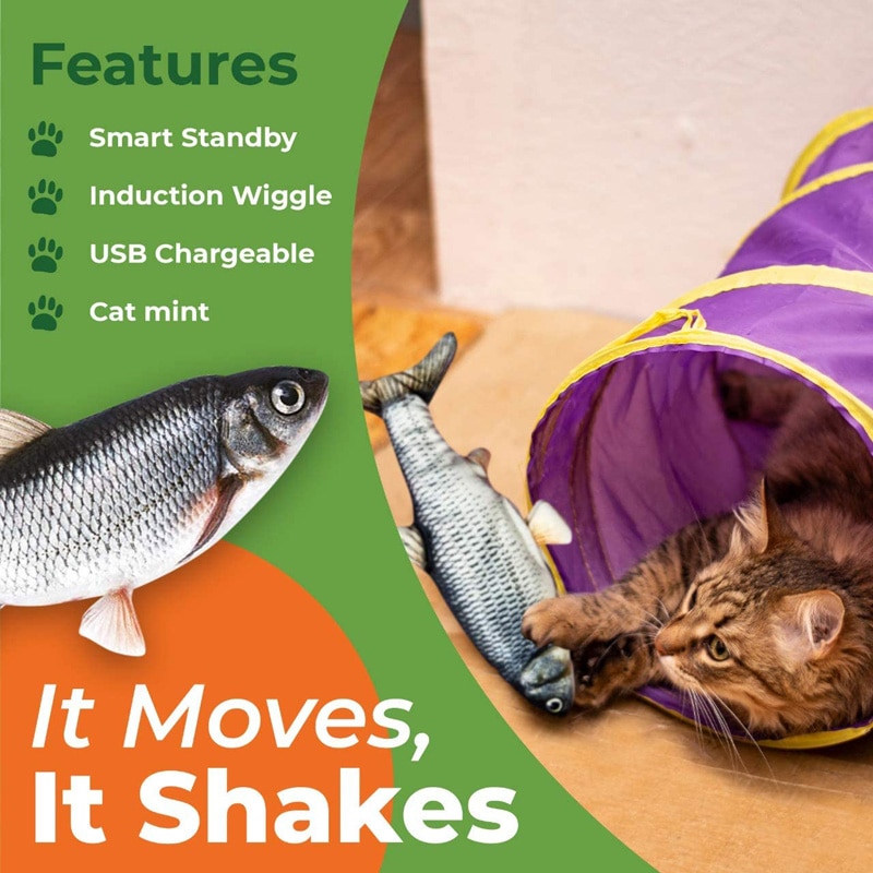 Electric Moving Cat Fish Toy Simulation Electric F... – Grandado