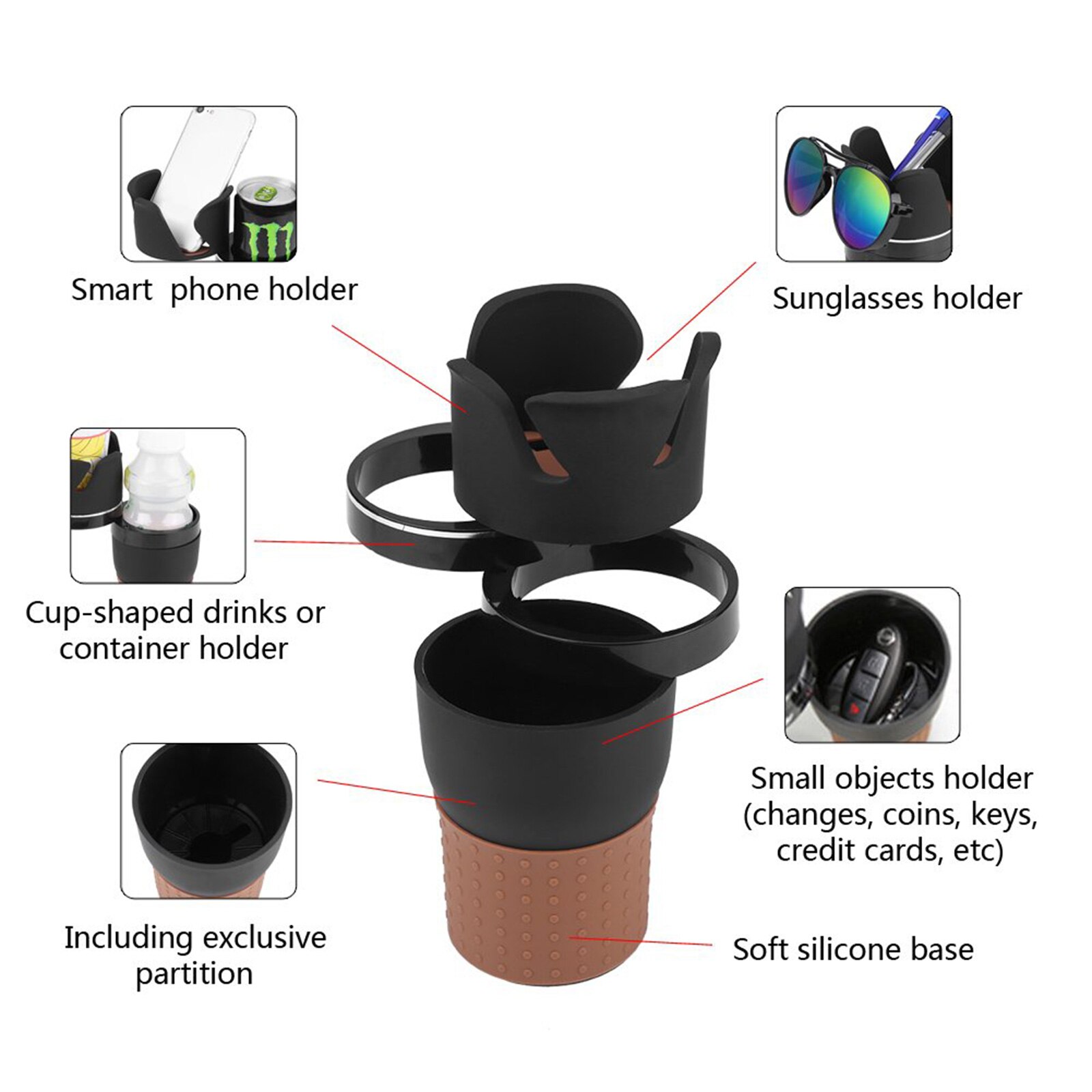 Multifunction Car Cup Holder Coffee Drink Holder U... – Grandado