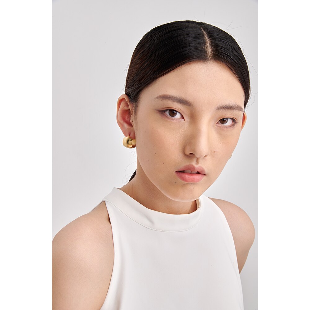 Yhpup Stainless Steel Hug Hoop Earrings Simple Gol... – Grandado