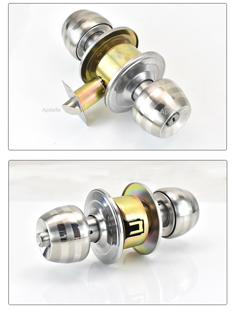 Round Door Handle Door Knobs Lock Stainless Steel ... – Grandado