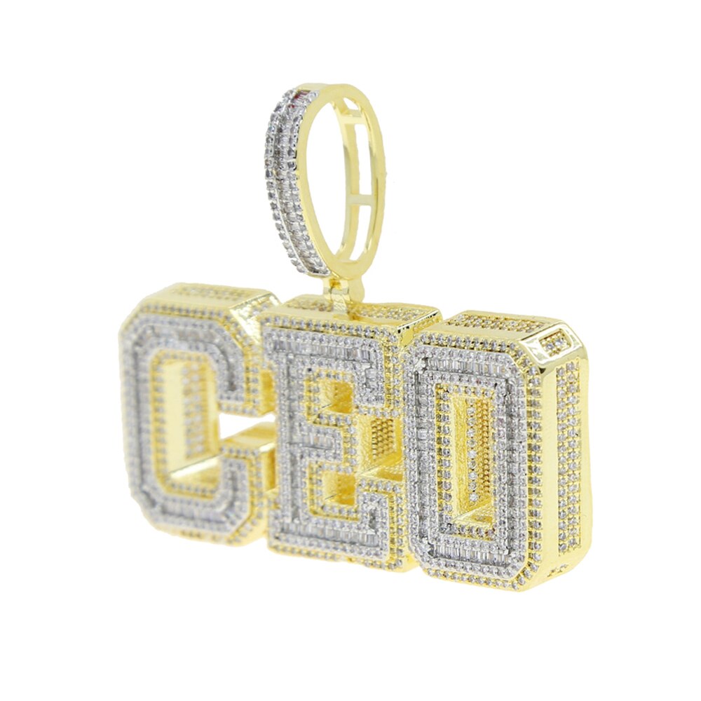 Iced Out Bling Cubic Zirconia CEO Necklace 3 D Two... – Vicedeal