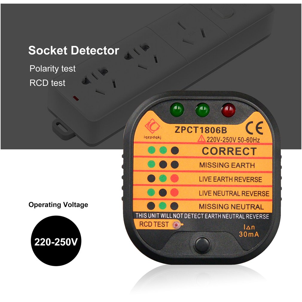 ZPCT1806B Outlet Socket Tester Detector Circuit Po... – Grandado