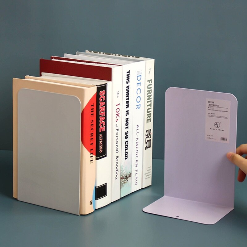 1 Pair Morandi L Shape Metal Bookends Reading Book... – Grandado