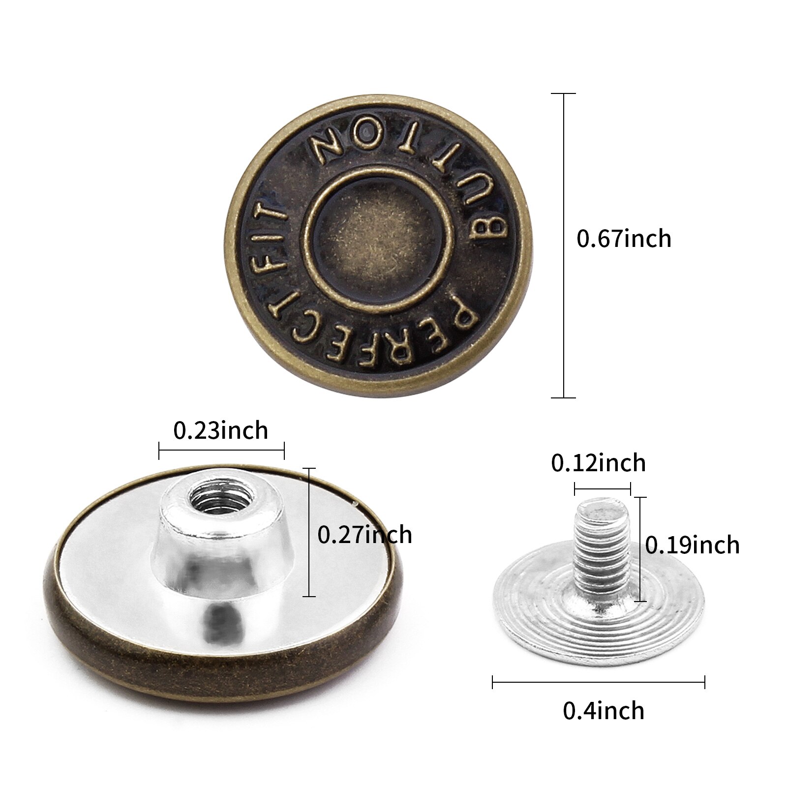 Juego de 12 botones vaqueros con Base de Metal, 17... – Grandado